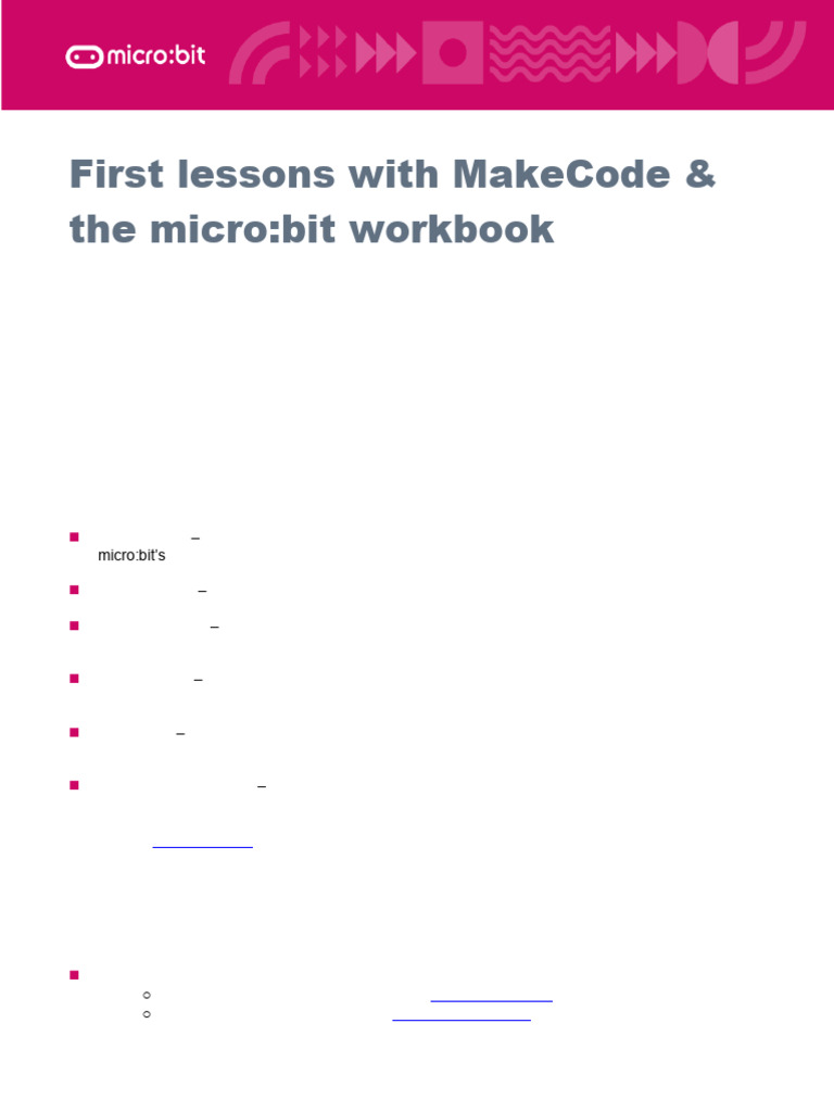 First Lessons With Makecode & The Micro:Bit Workbook: Course Overview | PDF | Learning | Computing