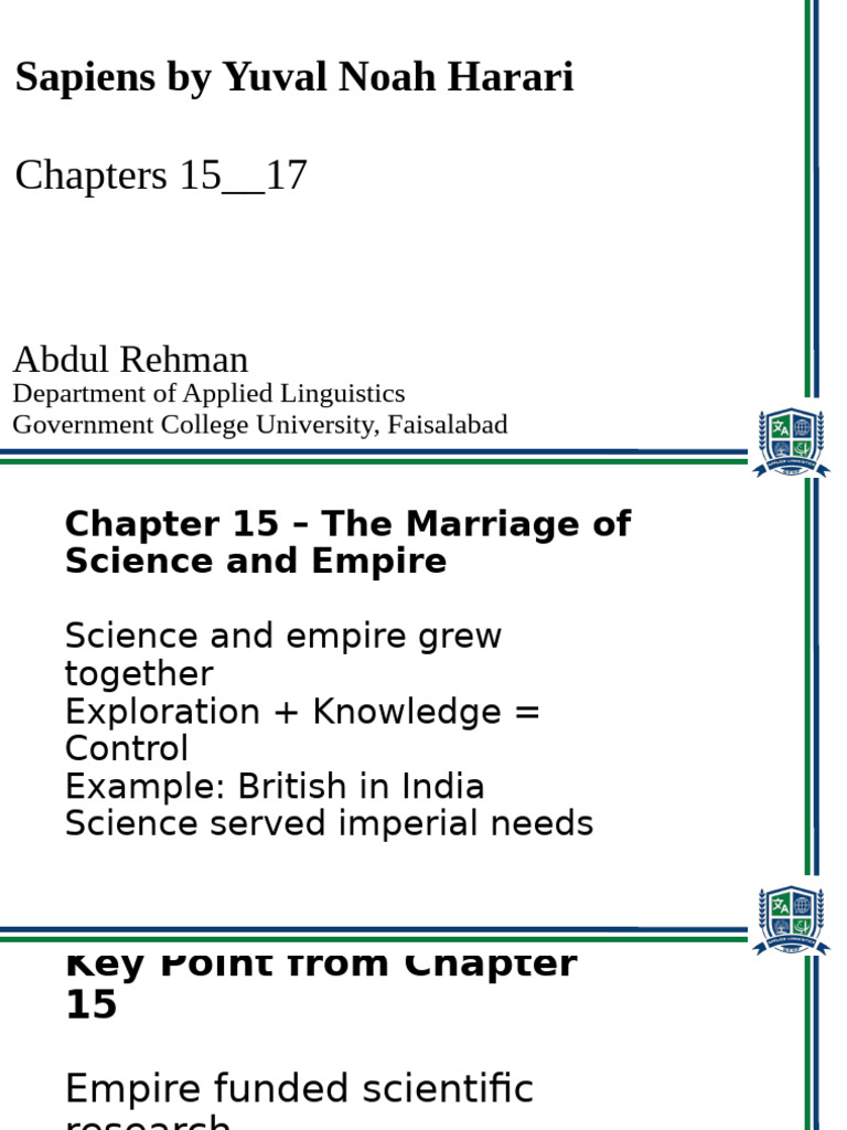 Sapiens by Yuval Noah Harari: Chapters 15 - 17 | PDF