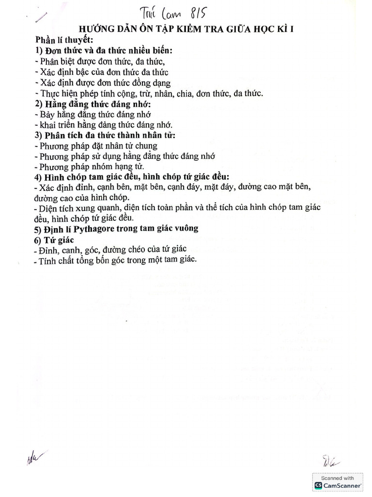 Đề Cương Ôn Thi GKI THCS Lương Thế Vinh | PDF