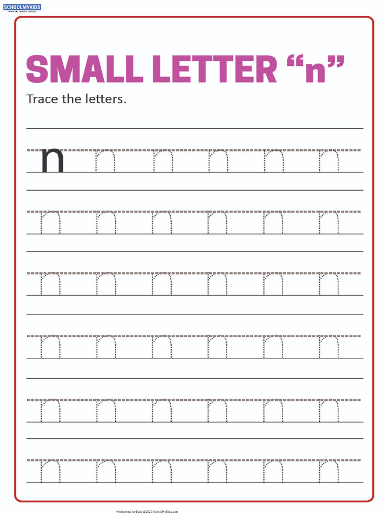 Writing Small Letter N Lowercase Letter Tracing w700197 | PDF
