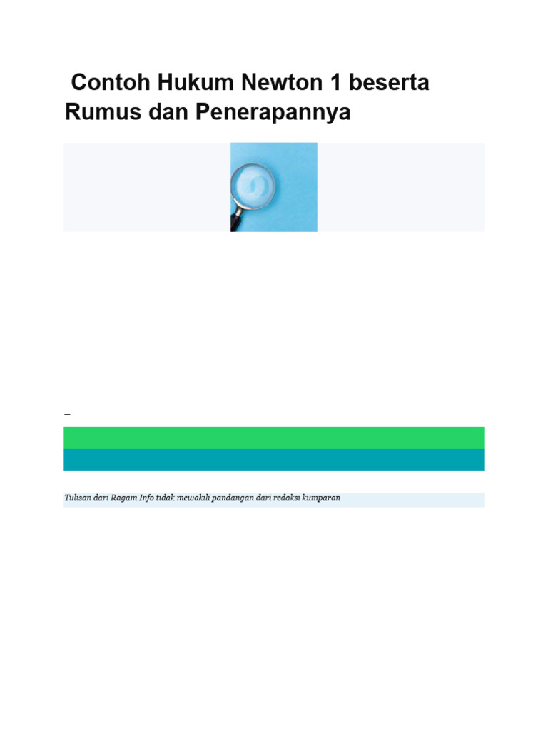 Contoh dan Rumus Hukum Newton 1 | PDF