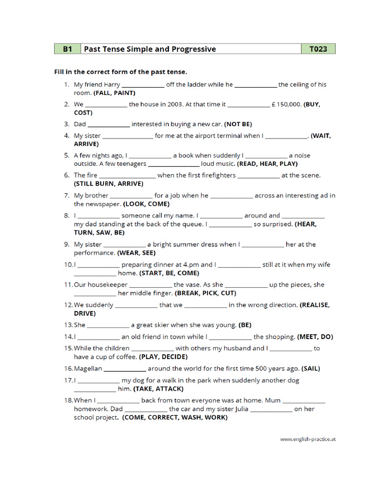 Past Simple vs. Past Continuous Exercises | PDF