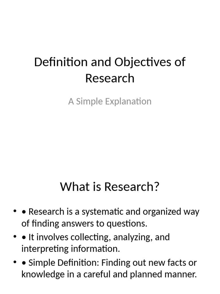 Definition and Objectives of Research | PDF