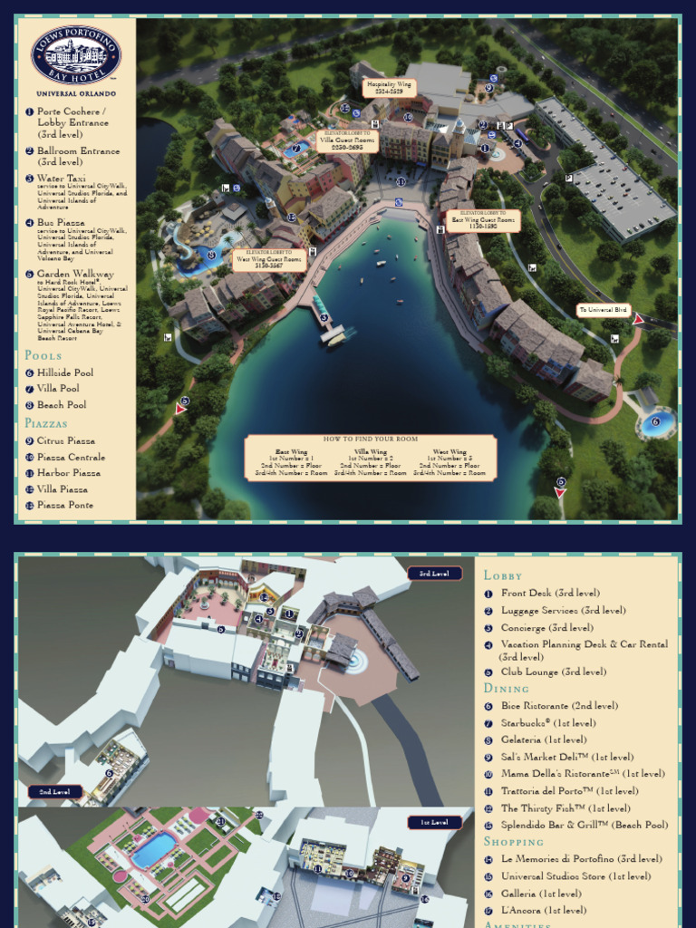 Portofino Bay Hotel Map Overview | PDF | Universal Orlando ...