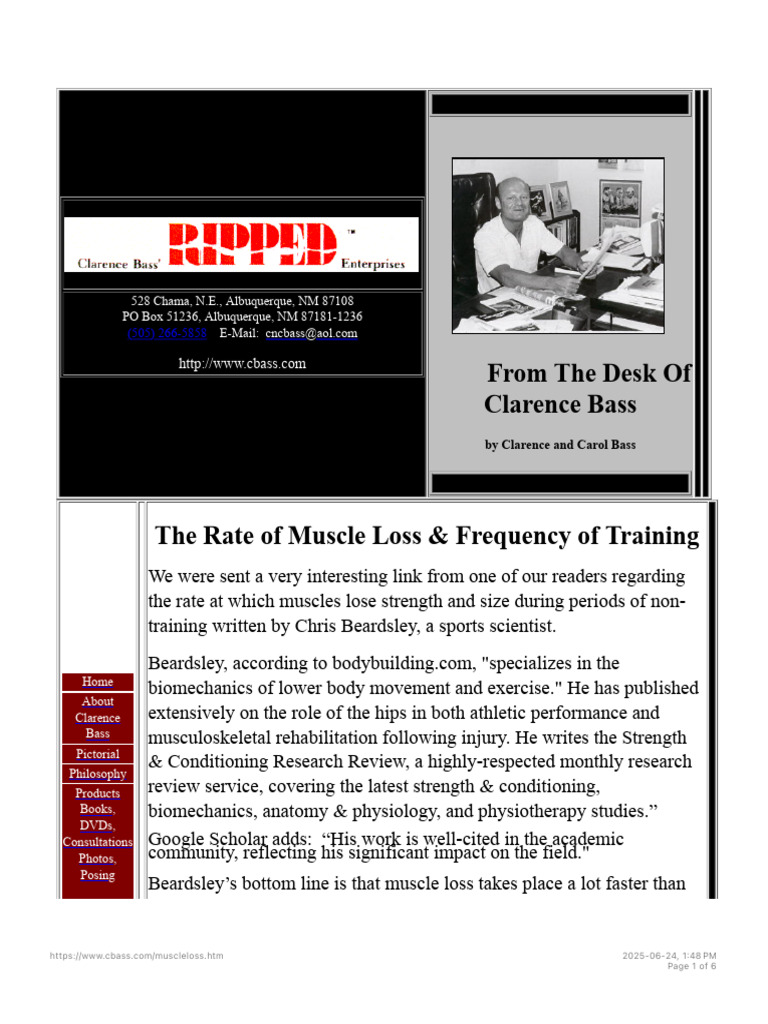 The Rate of Muscle Loss When Not Training | PDF | Muscle Hypertrophy ...