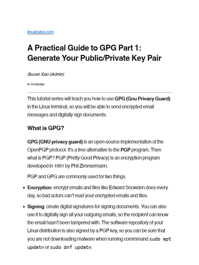 12 A Practical Guide To GPG Part 1x | PDF | Public Key Cryptography | Encryption