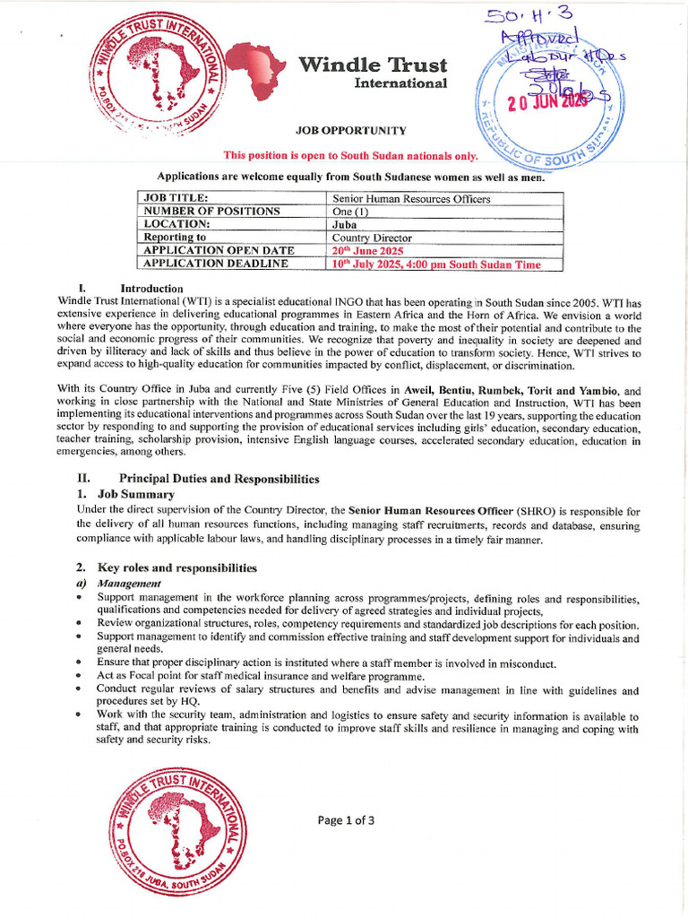 Adevert For Senior Human Resource Officer | PDF