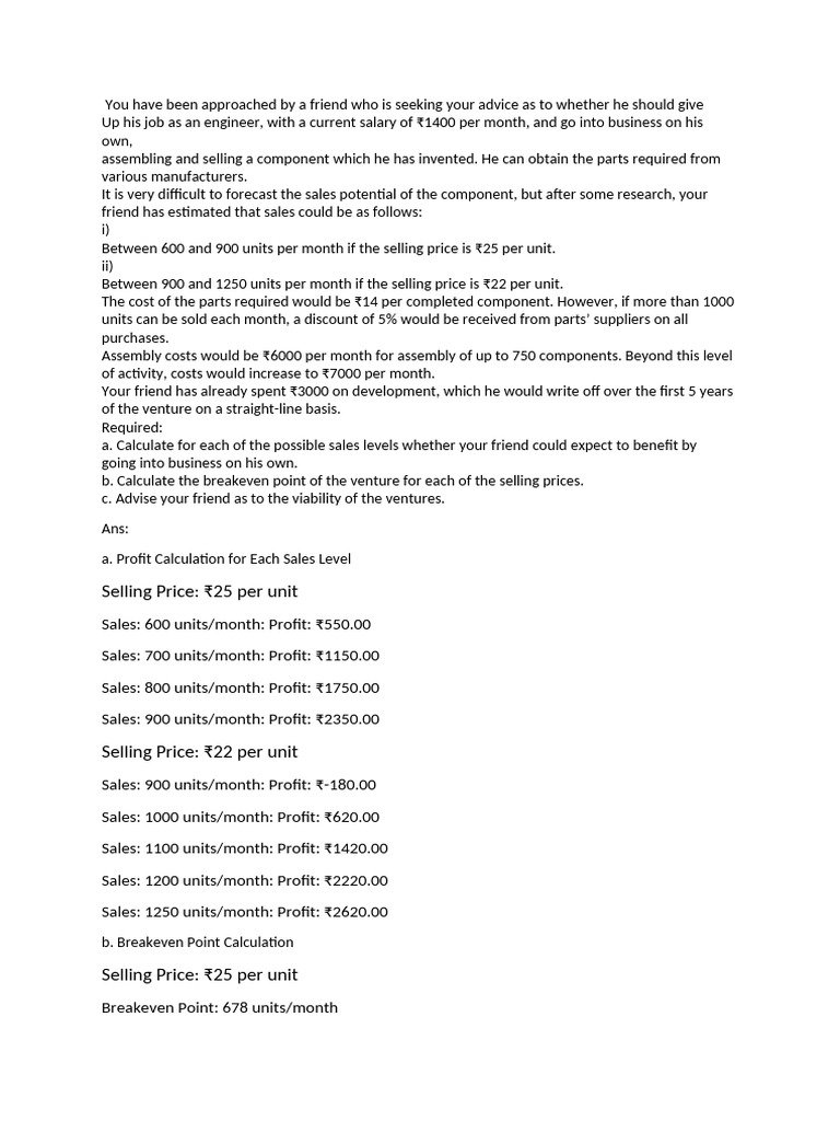 Avisek Sir Assignment Submission Date 3rd May | PDF | Profit (Economics) | Management Accounting