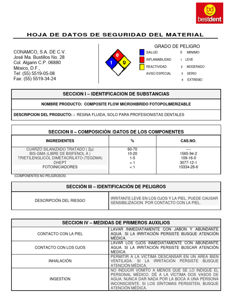 Ficha Seguridad Resina DTM | PDF
