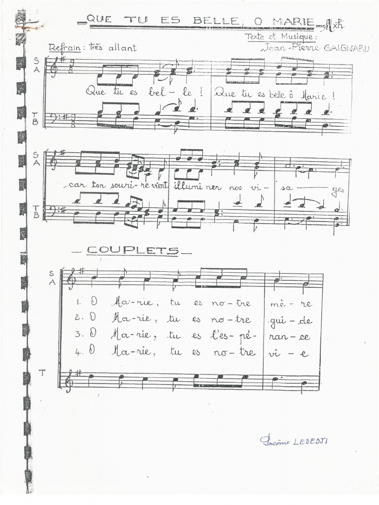 Que Tu Es Belle | PDF