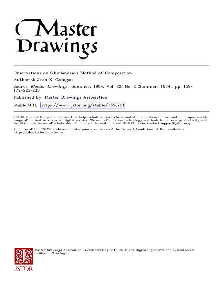Cadogan ObservationsGhirlandaiosMethod 1984 | PDF | Leonardo Da Vinci | Drawing