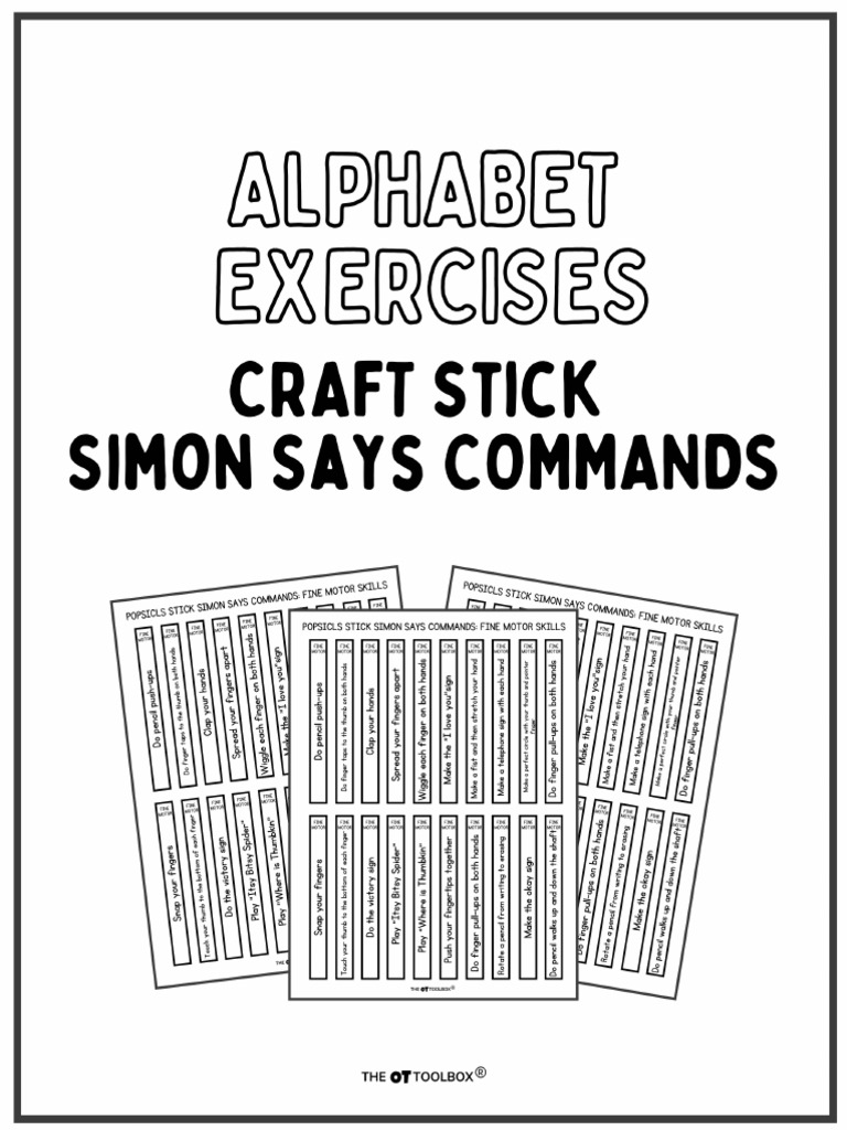 Alphabet Exercises Craft Stick Simon Says Commands | PDF
