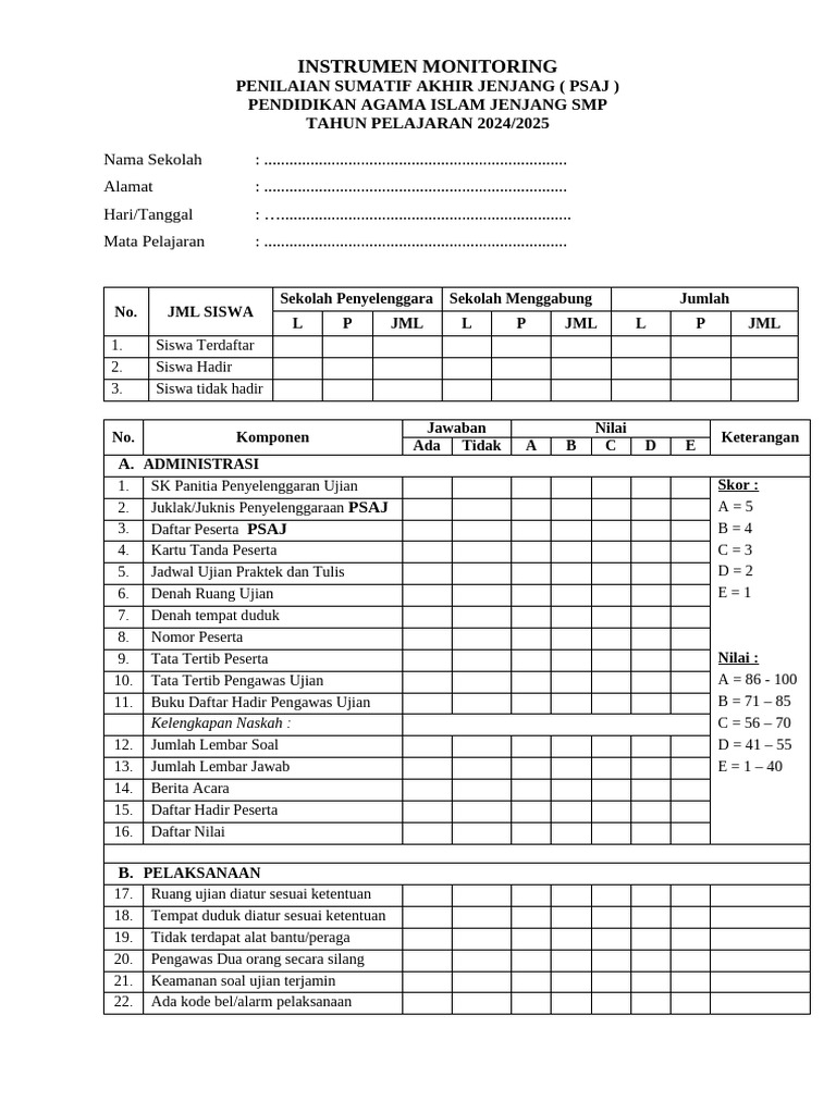 Instrumen PSAJ HINS | PDF