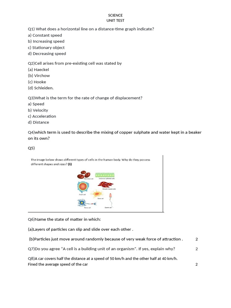 Class 9 Unit Test 1 | PDF