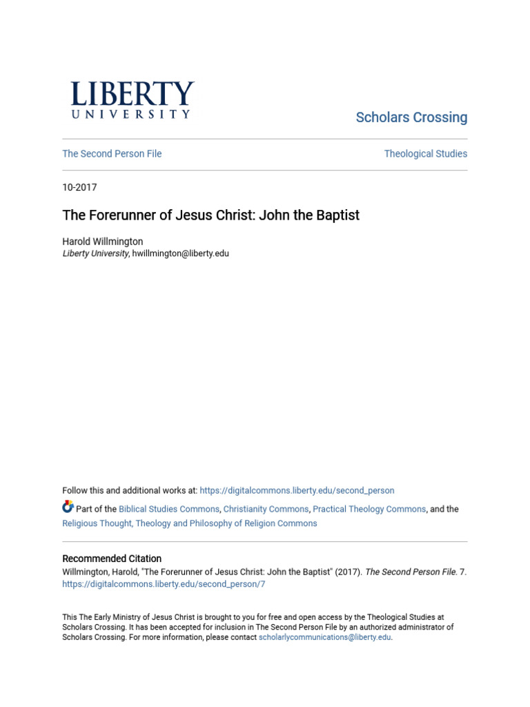 The Forerunner of Jesus Christ - John The Baptist | PDF | John The Baptist | Jesus