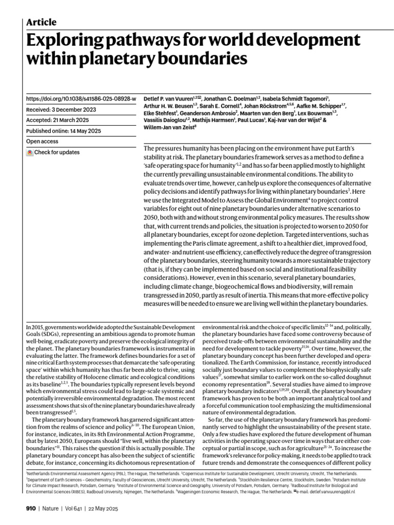 Exploring Pathways For World Development Within Planetary Boundaries | PDF | Sustainability ...