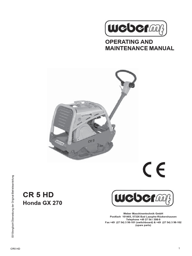 CR5 HD Honda Compactor Manual | PDF | Motor Oil | Engines