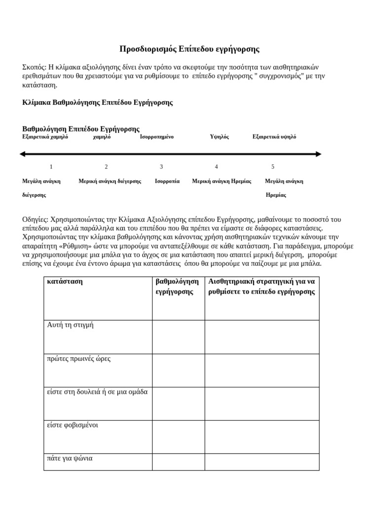 Προσδιορισμός Επίπεδου εγρήγορσης | PDF