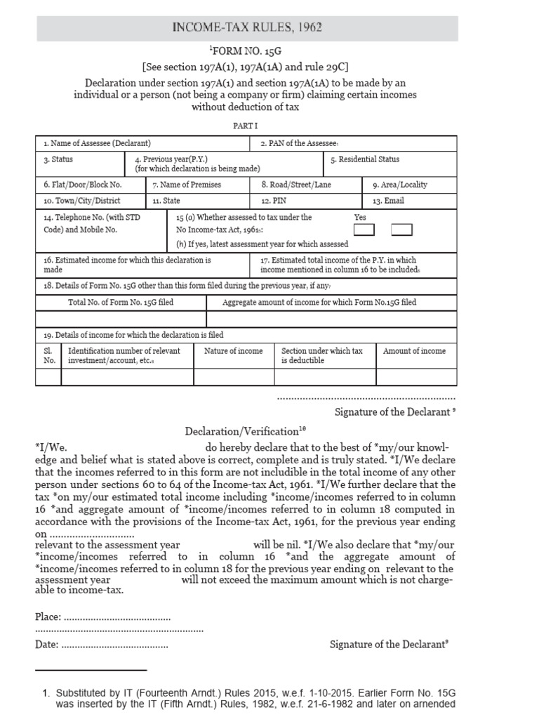 Form 15G | PDF | Income Tax | Payments