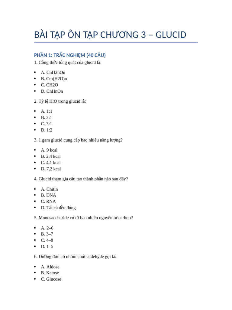 Quiz On Tap Glucid Full Fixed | PDF