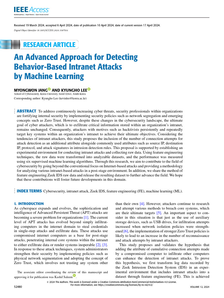 An Advanced Approach For Detecting Behavior-Based Intranet Attacks by Machine Learning | PDF ...