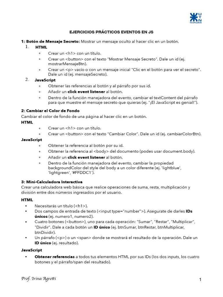 Trabajo Practico Ejercicios Prácticos Eventos | PDF | Script Java | Informática