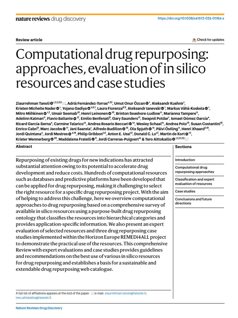 Computational Drug Repurposing | PDF | Docking (Molecular) | Proteins