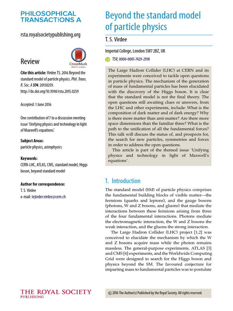 Virdee 2016 Beyond The Standard Model of Particle Physics (Beyond The ...