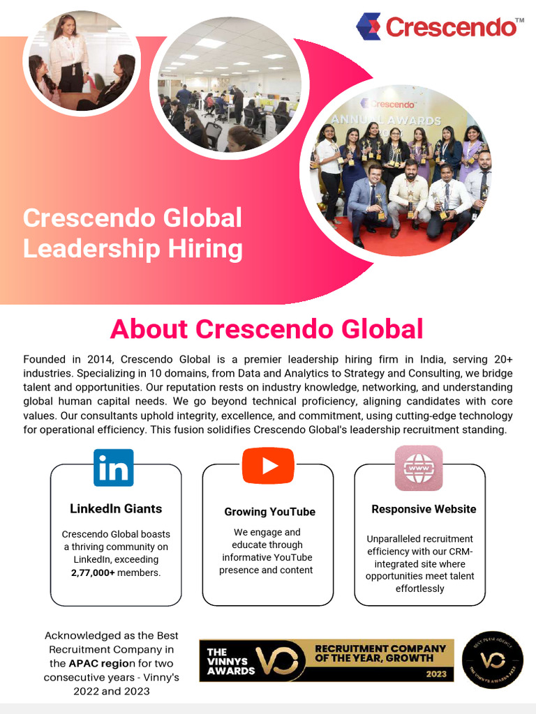 Crescendo Global Job Description | PDF | Leadership | Recruitment