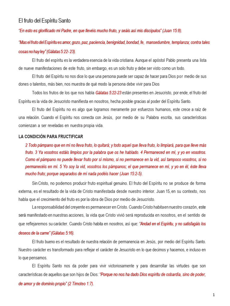 Significado del Fruto del Espíritu Santo | PDF | Fruto Del Espiritu ...