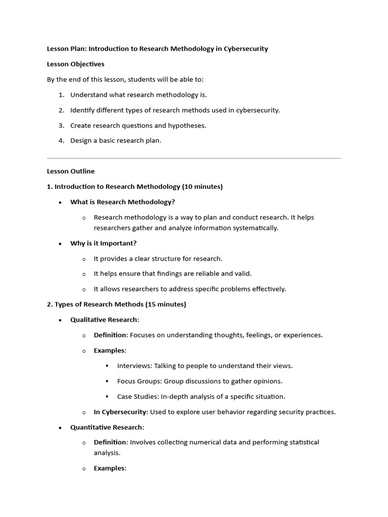 Research Methodology Outline | PDF | Methodology | Quantitative Research
