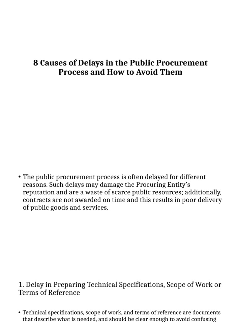 8 Causes of Delays in The Public Procurement Process and How To Avoid ...