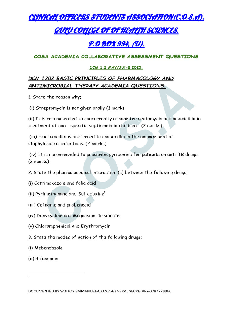PHARMACOLOGY Academia Assessment Questions | PDF | Bioavailability ...