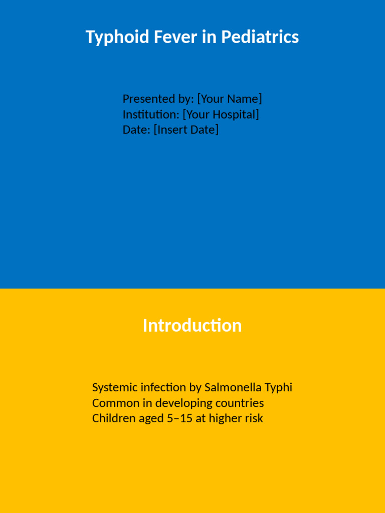 Typhoid Fever Pediatrics Animated Colorful | PDF