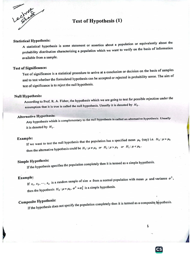 Statistics Lecture Sheet | PDF