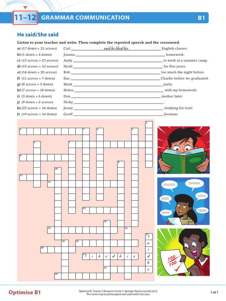 OPT B1 GramCom Units11 12 Worksheet | PDF