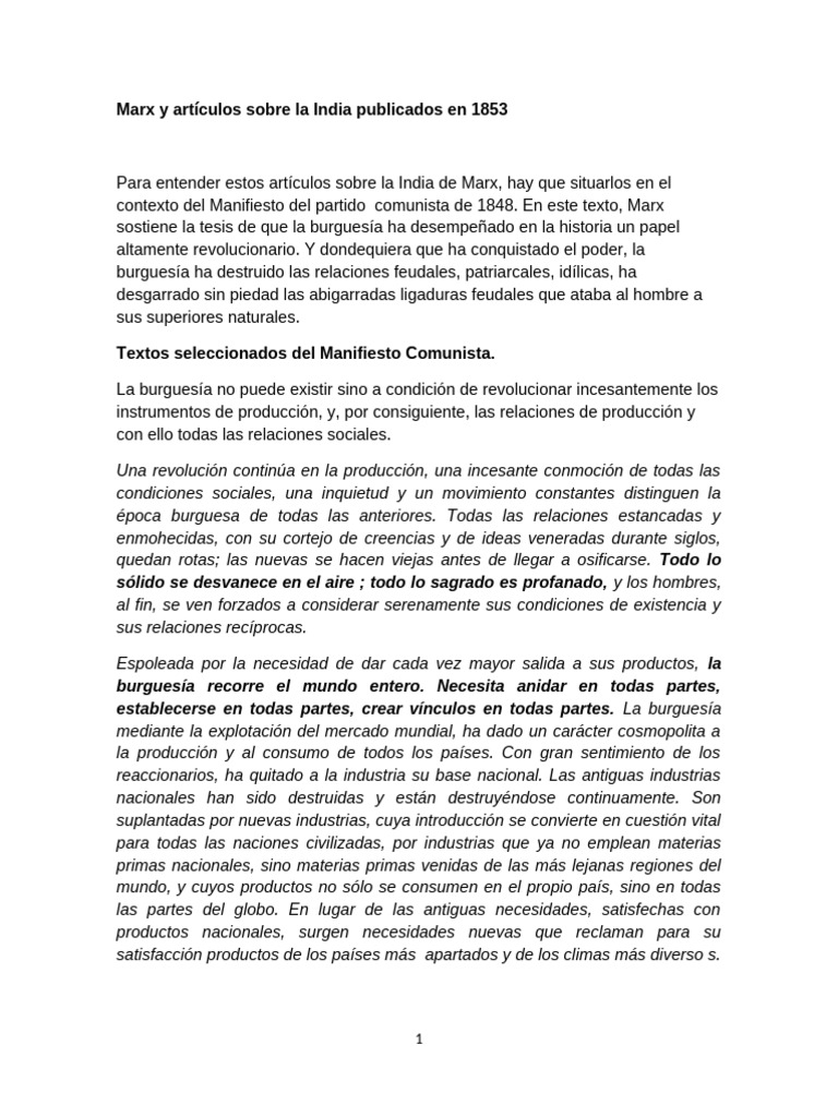 Marx y la Revolución en la India de 1853 | PDF | orientalismo | Mundo ...