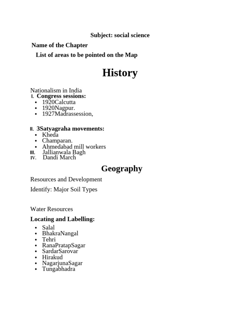 Class 10 Geography Map Work Guide | PDF