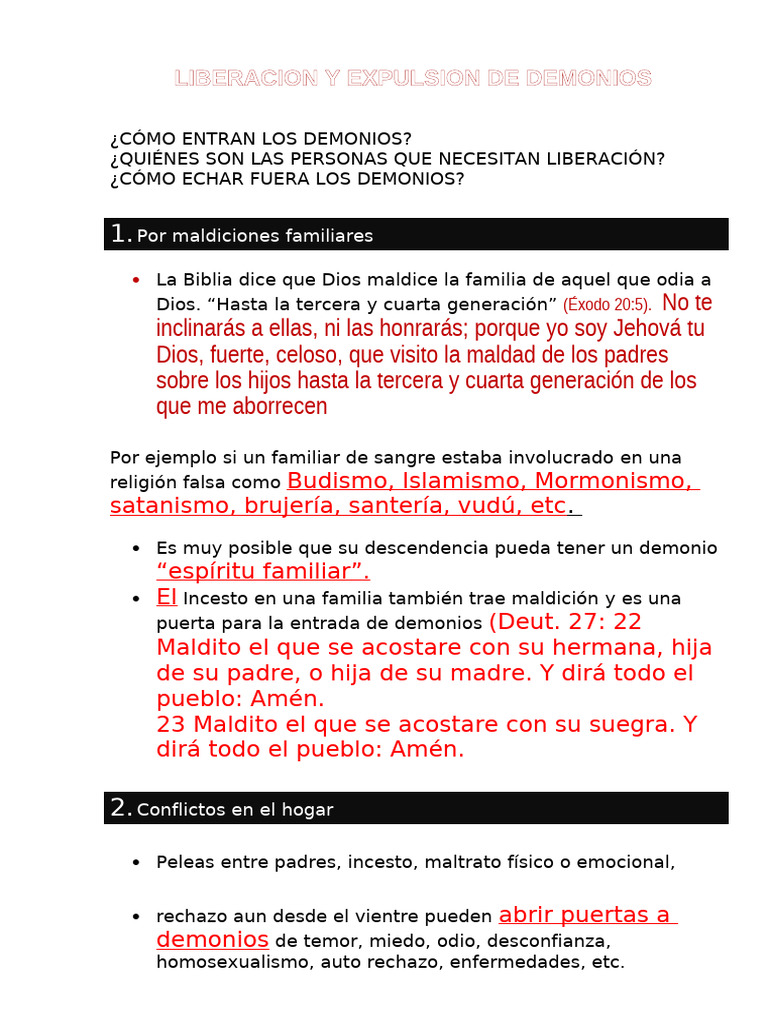 Liberación de Demonios y Sus Causas | PDF | Demonios | Pecado