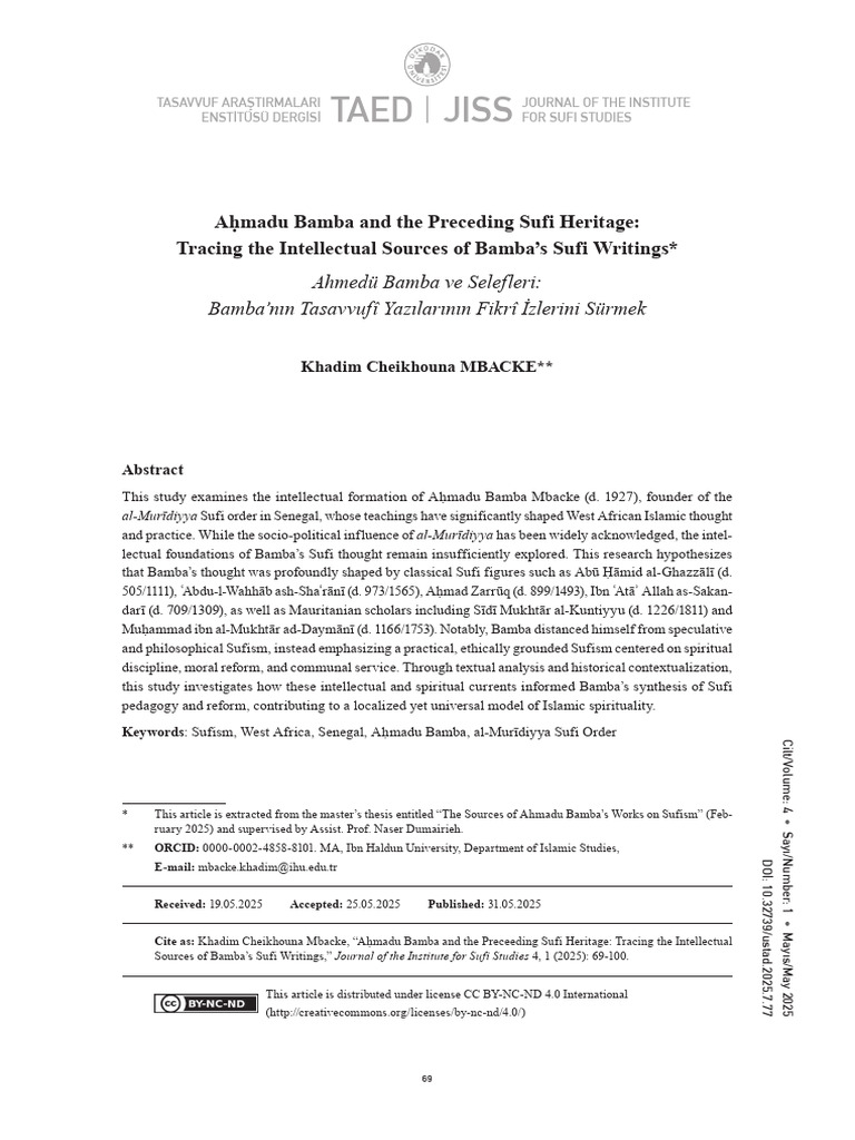 Ahmadu Bamba and The Preceding Sufi Heri | PDF | Sufism | God In Islam