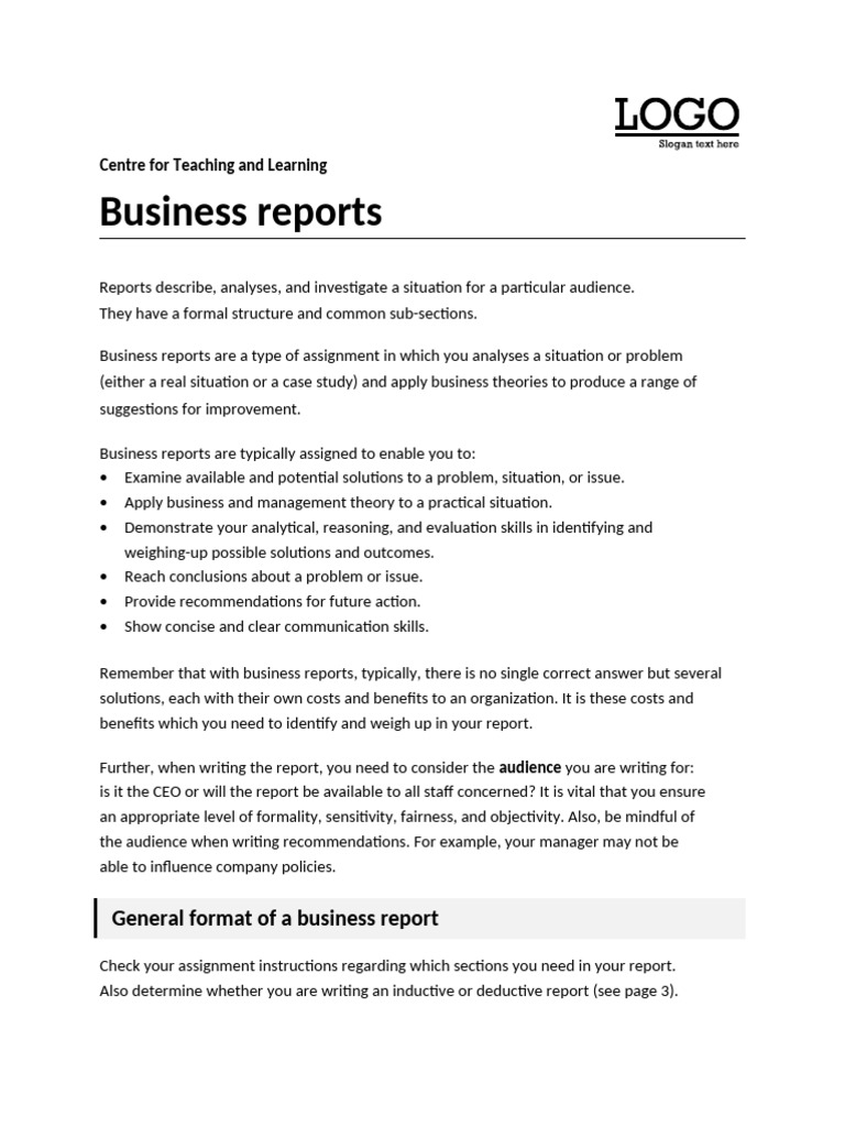 Sample Business Report Template | PDF | Inductive Reasoning | Deductive ...