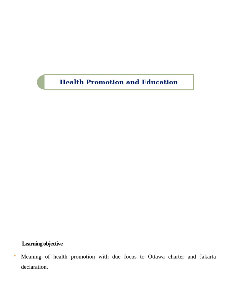 Health Promotion and Education | PDF | Health Promotion | Sustainability