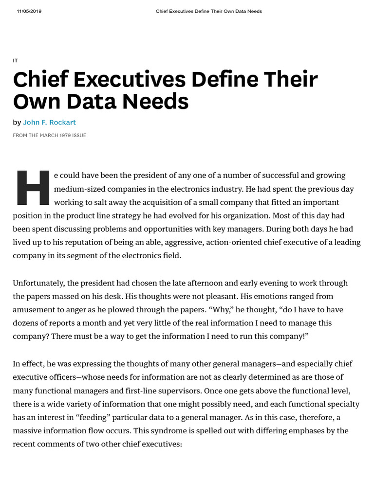 Chief Executives Define Their Own Data Needs | PDF | Information ...