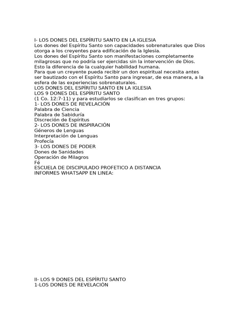Dones del Espíritu Santo en la Iglesia | PDF | Don espiritual ...