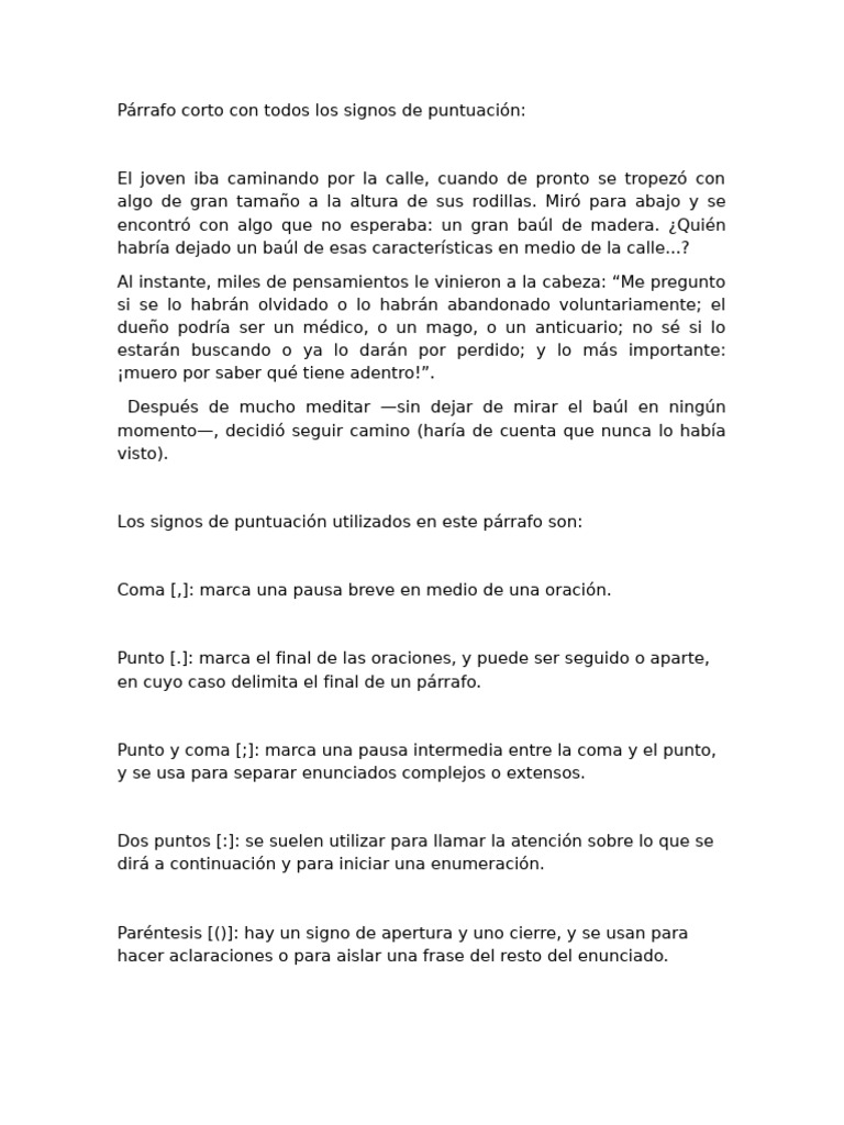 Párrafo Corto Con Todos Los Signos de Puntuación | PDF