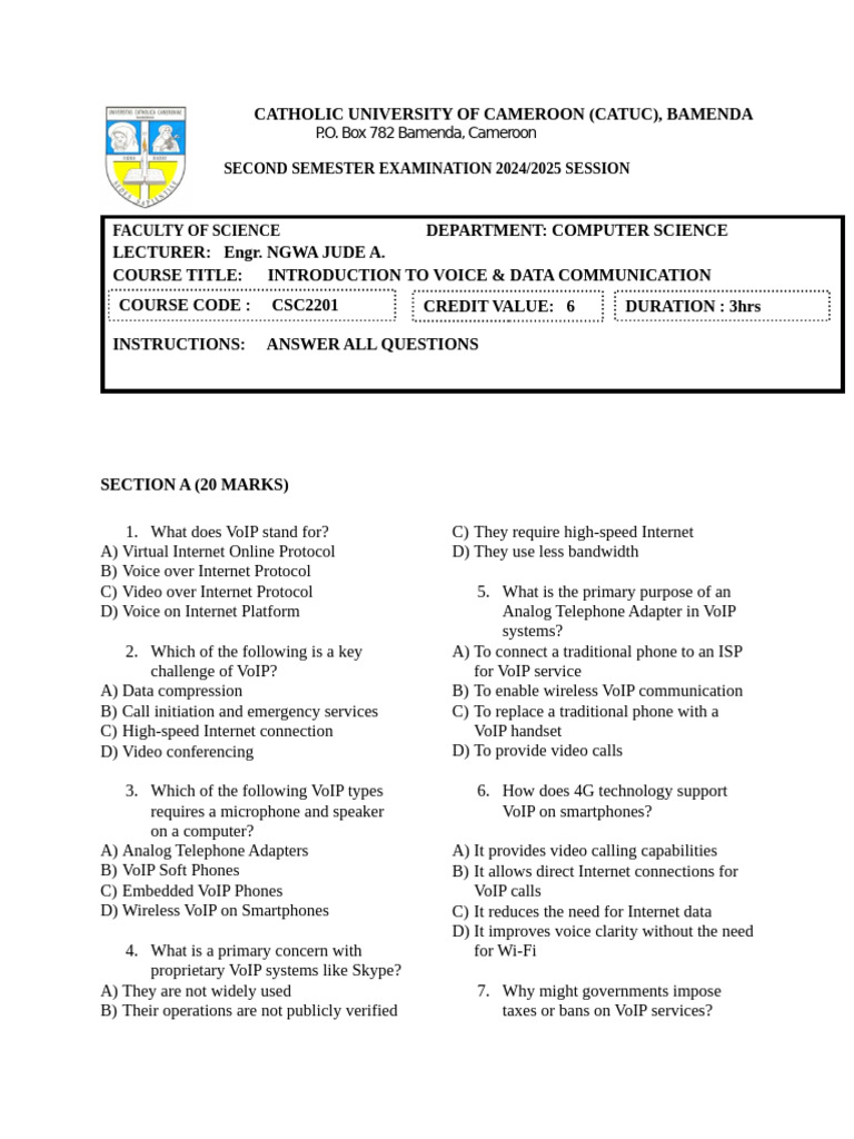 Voice and Data Comm Set A | PDF | Voice Over Ip | Computer Network