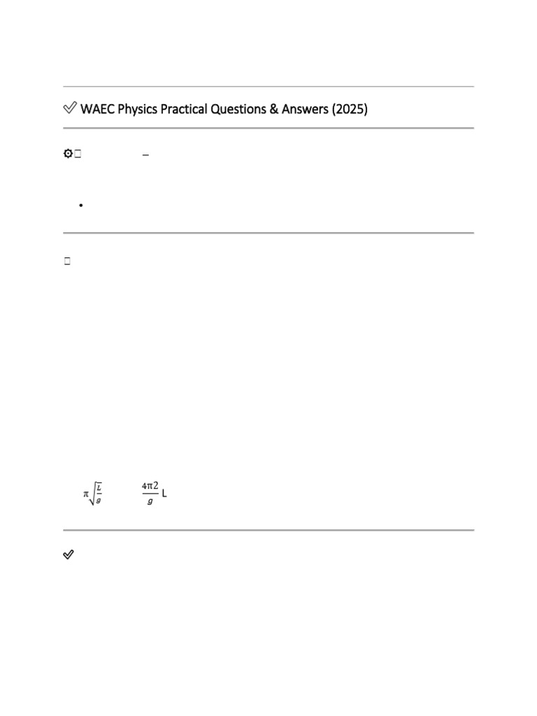 WAEC Physics Practical Questions and Answers (2025) | PDF | Compass ...