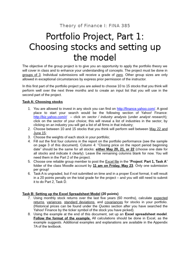 Project Instructions - Part 1 - 2025 (1) | PDF | Microsoft Excel