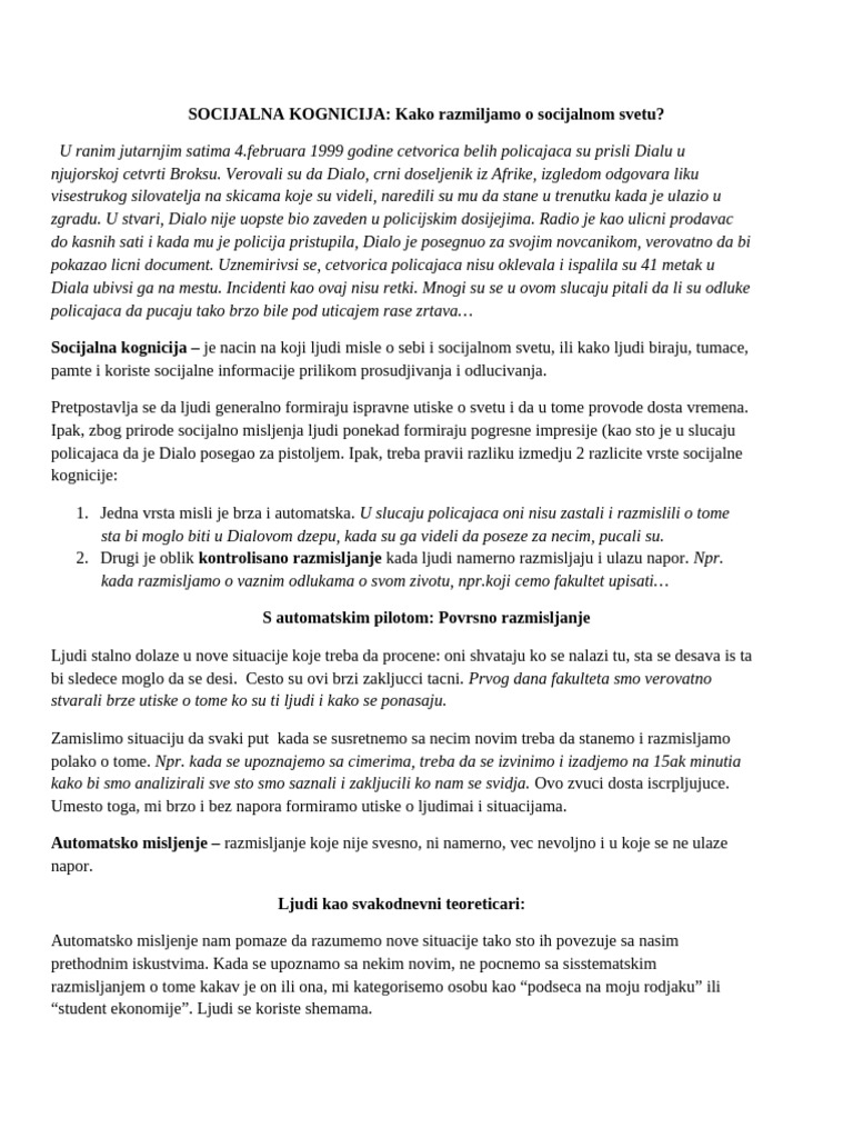 Socijalna Percepcija | PDF