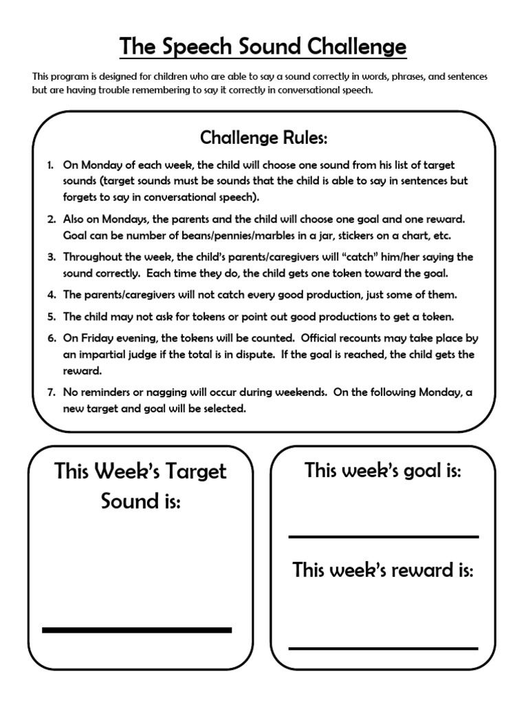 Speech Sound Carry Over Challenge | PDF